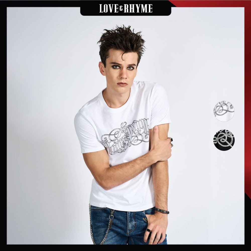 DAVIE JONES [ Love & Rhyme ] เสื้อยืด Logo Slim Fit T-Shirt LG0090 สี ...