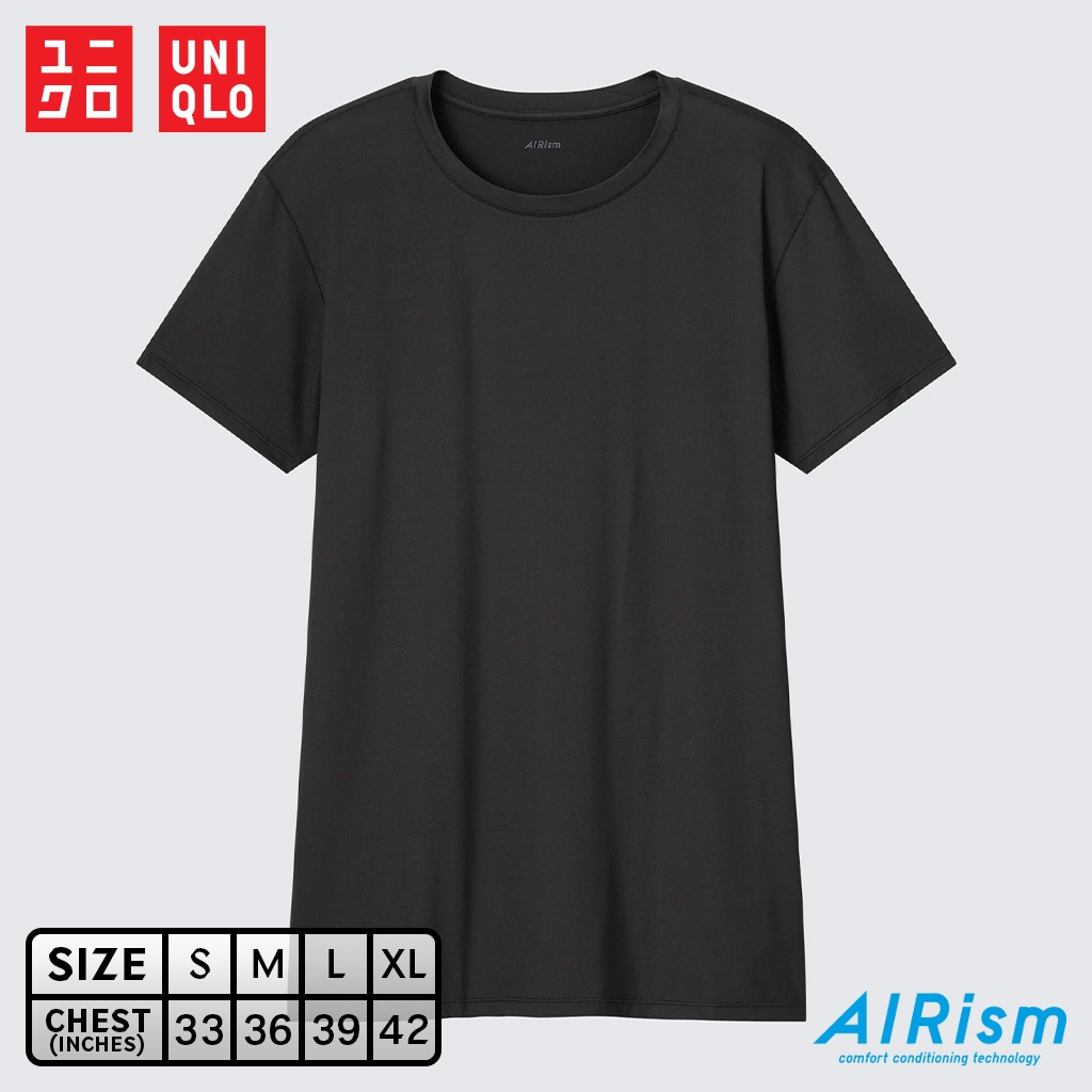 เสื้อยืดแขนสั้น Uniqlo AIRism - 09 Black | Shopee Thailand
