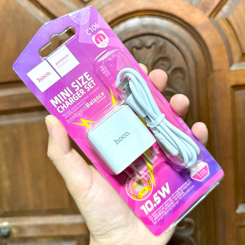 หัวชาร์จ Hoco 5V 2.1A พร้อมสายชาร์จ Type-C รุ่น C106 10.5W | Shopee Thailand