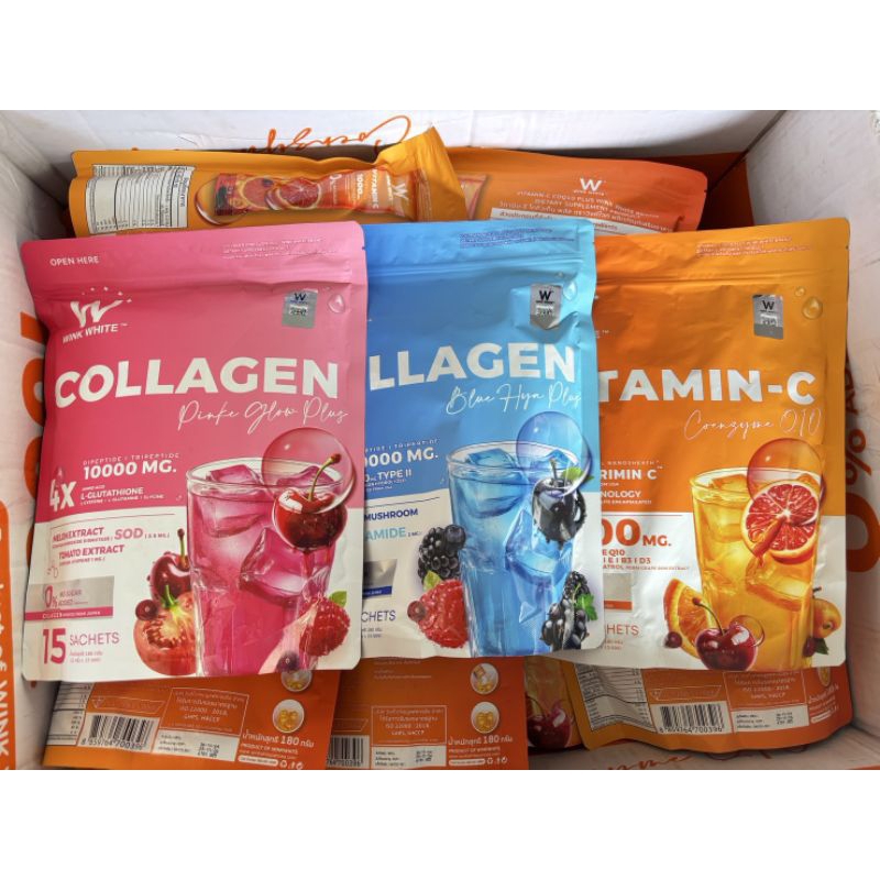 (วิ้งค์ไวท์)WINK WHITE COLLAGEN Blue Hya Plus,COLLAGEN Pinke glow Plus,VITAMIN-C Q10 | Shopee ...
