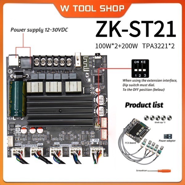 New แอมป์จิ๋ว ZK-ST21 แท้ TPA3221 100W*2+200W DC 12-30v รองรับ ปรีไมค์ zk amp แอมป์จิ๋วขับซับ ...
