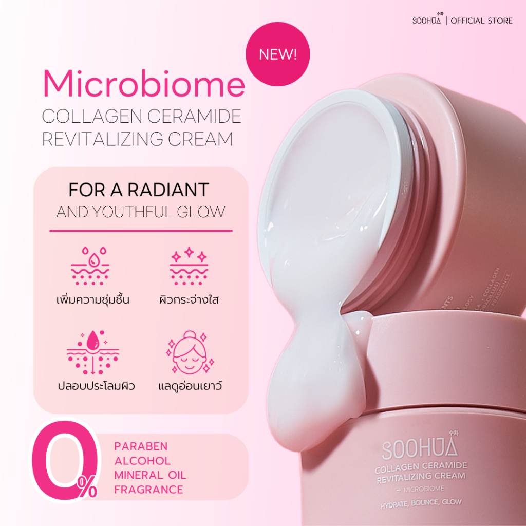Soohua Collagen Ceramide Revitalizing Cream+Microbiome 30G มอยเจอร์ไร ...