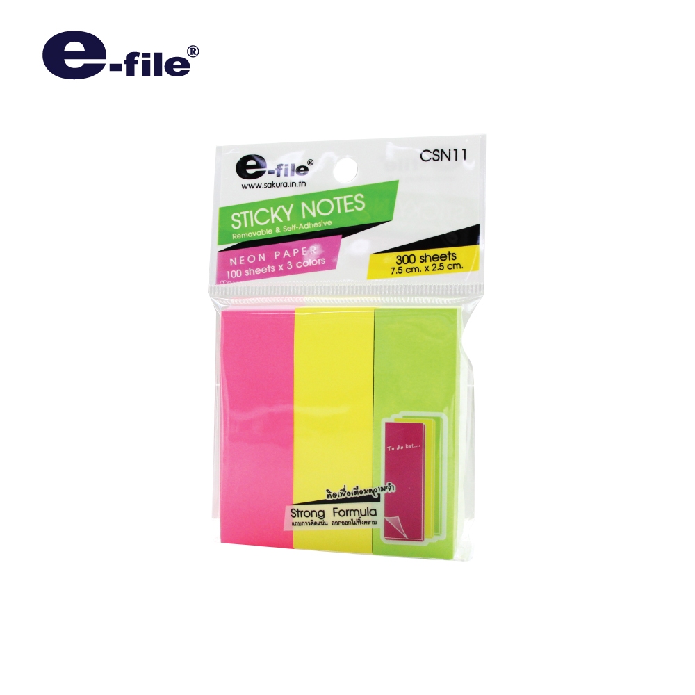 E-file Sticky Notes กระดาษโน๊ตมีกาว 3×1 นิ้ว แพ็ค 3 สี CSN11 | Shopee ...