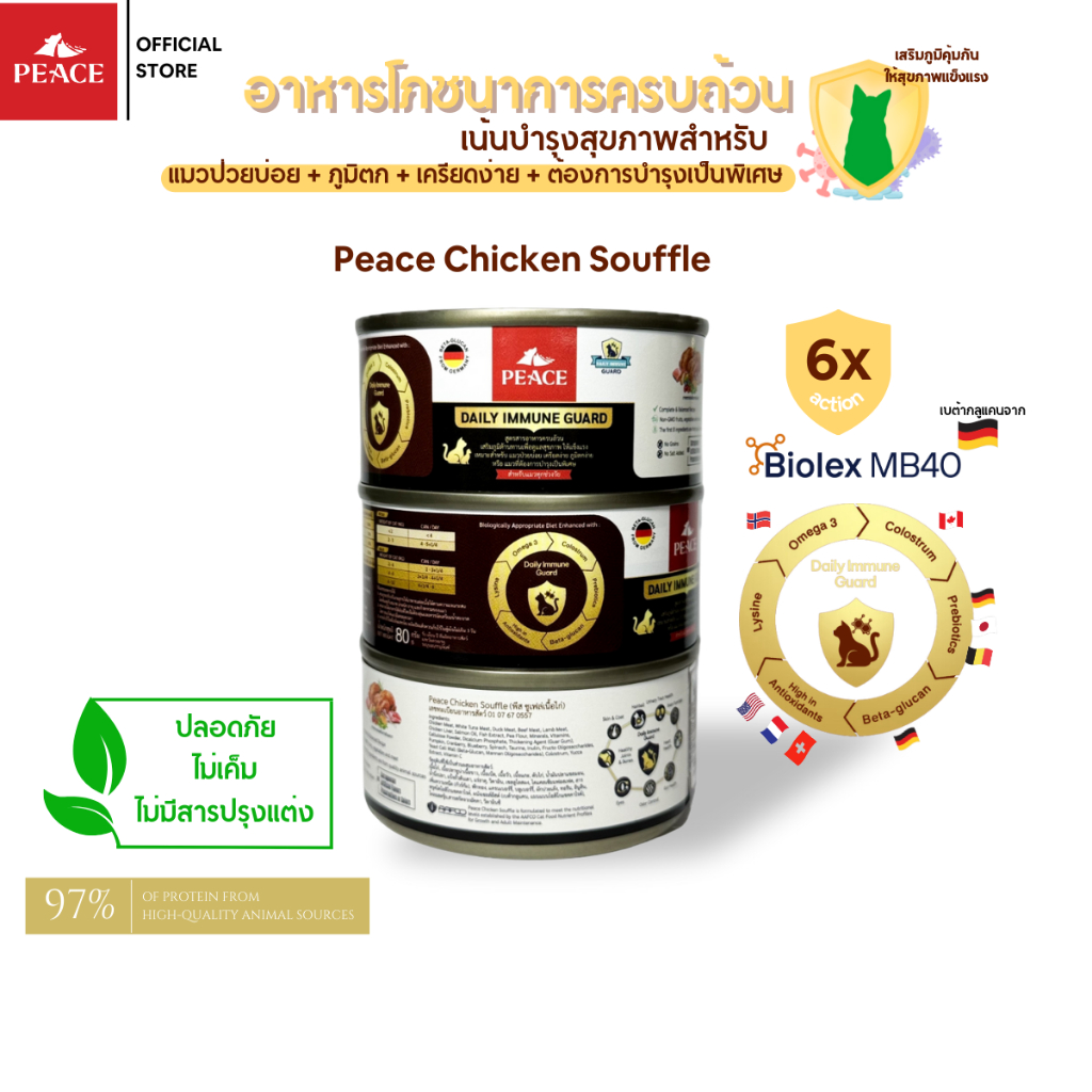 [ยกลัง 24 กระป๋อง] Peace Chicken Souffle | Shopee Thailand