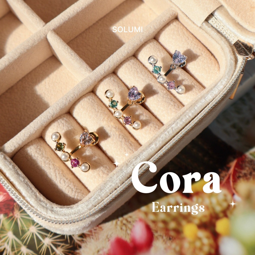 ต่างหูประดับเพชรสีสัน SOLUMI Cora earrings ต่างหู Nickel free | Shopee Thailand