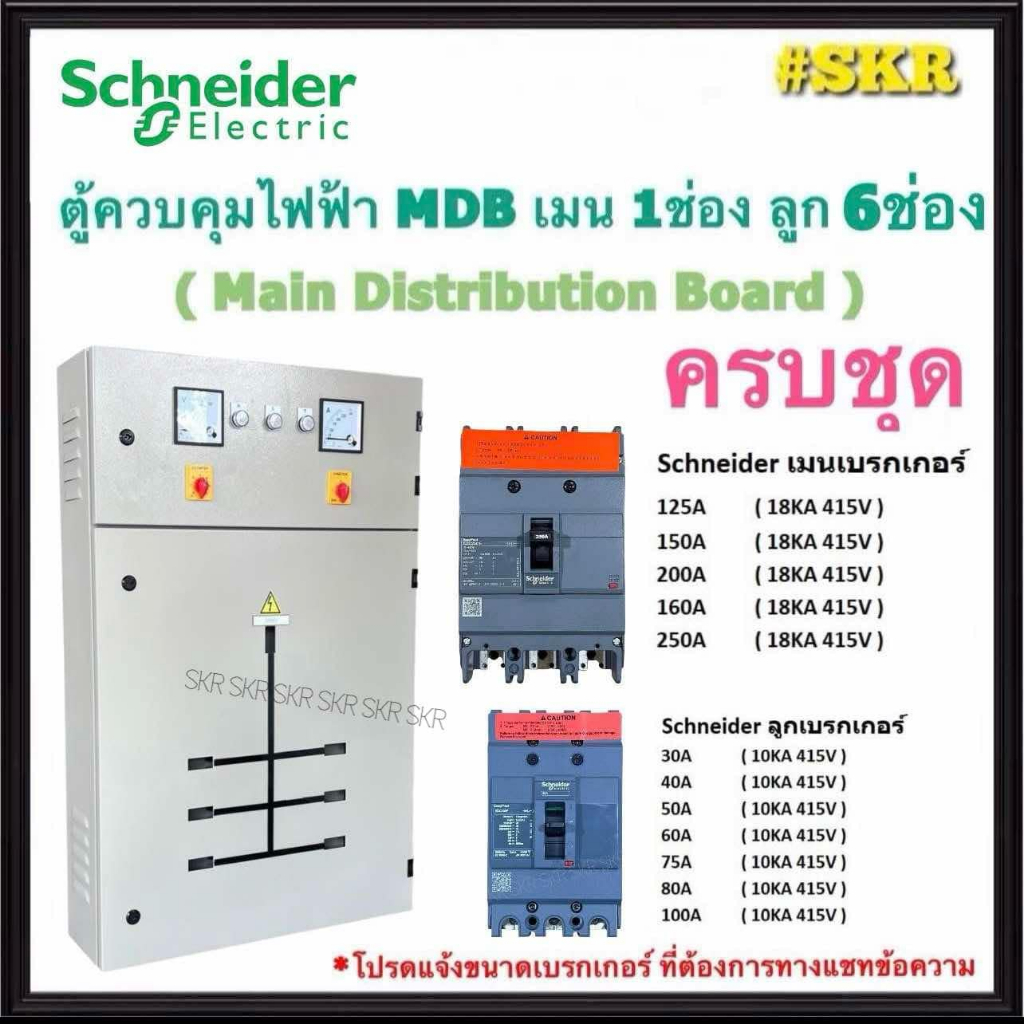 Schneider EZC ตู้ MDB 6 ช่อง เมนเบรกเกอร์ 3P 125A 150A 160A 200A 250A ขนาด 70x110x20CM ตู้ไฟฟ้า ...