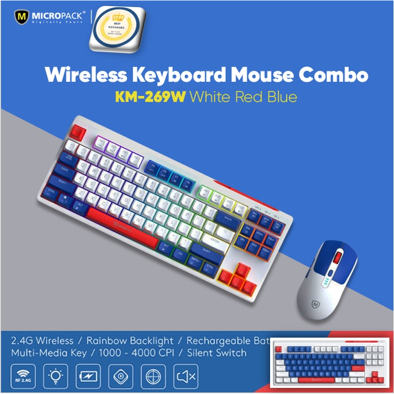 Micropack Keyboard Mouse Combo Wireless - 2.4G Rechargeable with USB ...