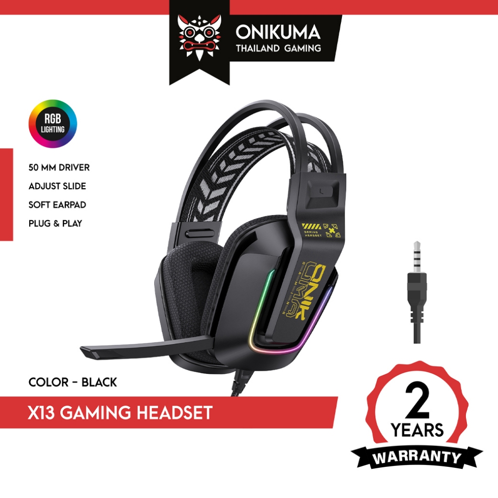 ONIKUMA X13 Gaming Headset 3.5 mm ลำโพง 50mm ไฟ RGB รองรับ PC/Mobile ...