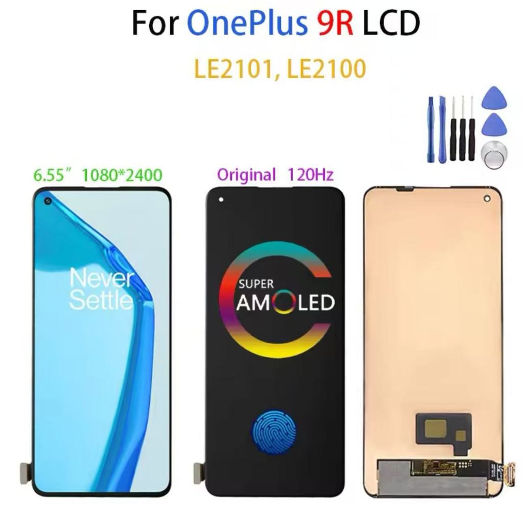 6.55 "LCD AMOLED สำหรับ OnePlus 9R 9 R LE2101 LE2100 Pantalla จอสัมผัส ...