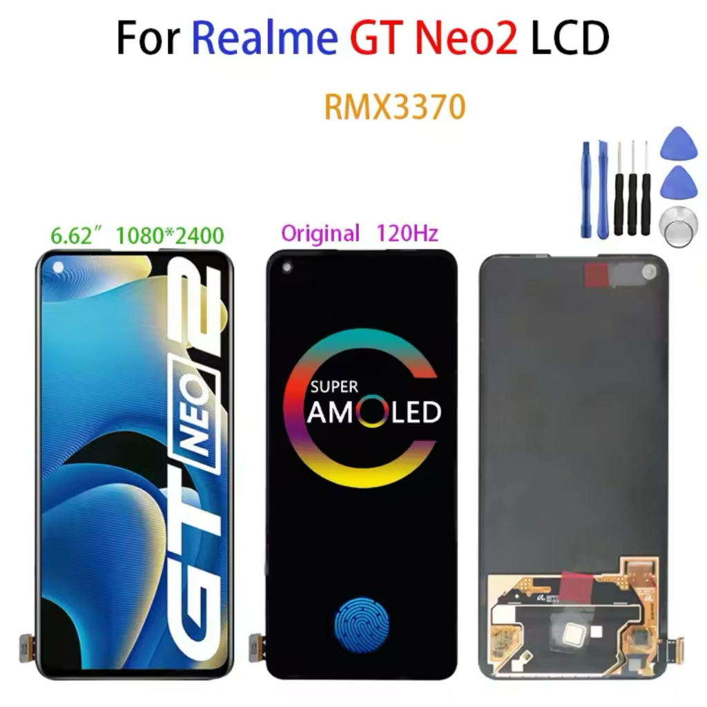 AMOLED เดิมสำหรับ Oppo Realme GT Neo2 RMX3370 จอแสดงผล LCD Touch ...