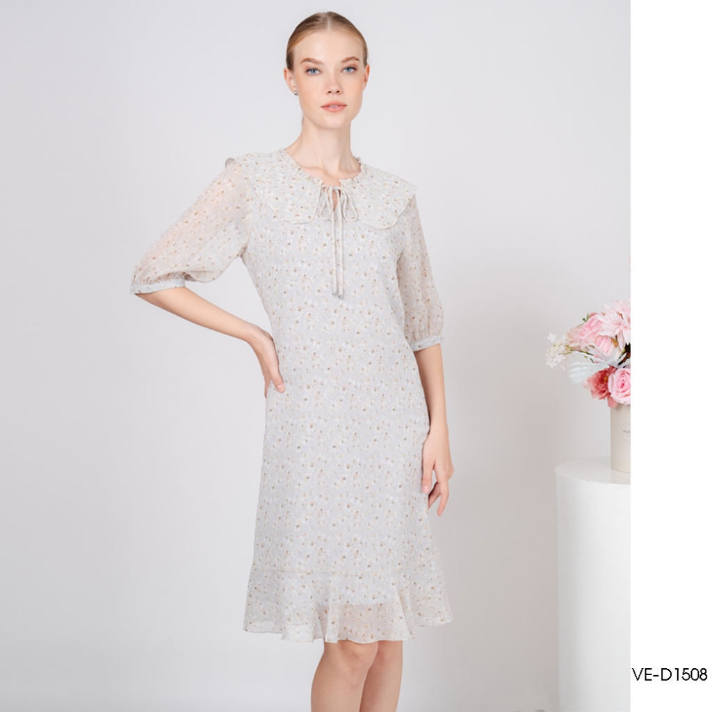 AMILA Dress VE-D1508 by VERONIQA ชีฟองอังโกร่า แขนสั้น IGPU24-8 | Shopee Thailand