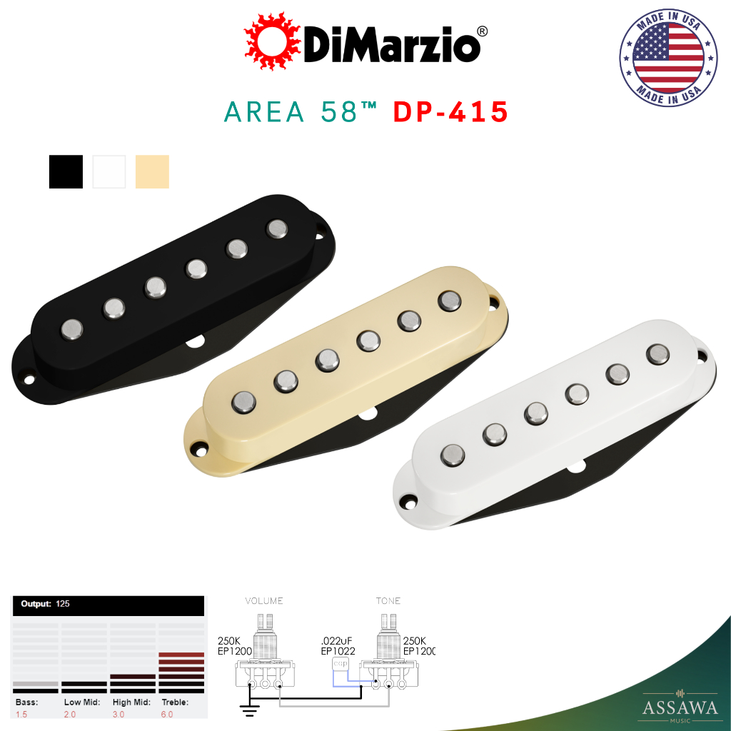 Dimarzio DP-415 AREA 58 ปิ๊กอัพกีต้าร์ไฟฟ้า DP415 Pickup Guitar ปิ๊กอัพ DP 415 ซิงเกิ้ลคอยล์ ...