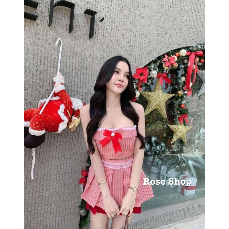 Phapassz - เซท 2 ชิ้น เกาะอกแถมเข็มกลัดโบว์ กระโปรงผ้าทวิสทรงสวยเป้ะ สวยๆไปกับผู้จร้า Roseshop ...