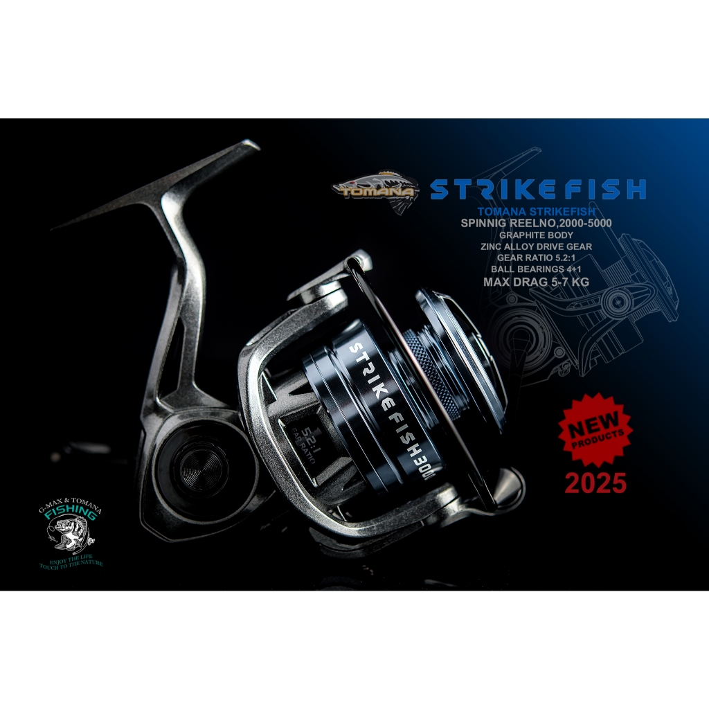 รอกสปินนิ่งTOMANA- STRIKE FISH แขนเกลียว SPINNIG REEL | Shopee Thailand