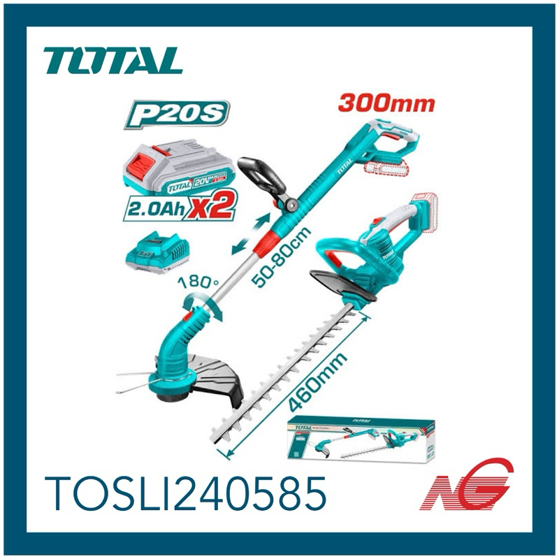 ฺTOTAL โททอล เครื่องตัดแต่งพุ่มไม้ ไร้สาย + เครื่องตัดหญ้า ไร้สาย 20V ...