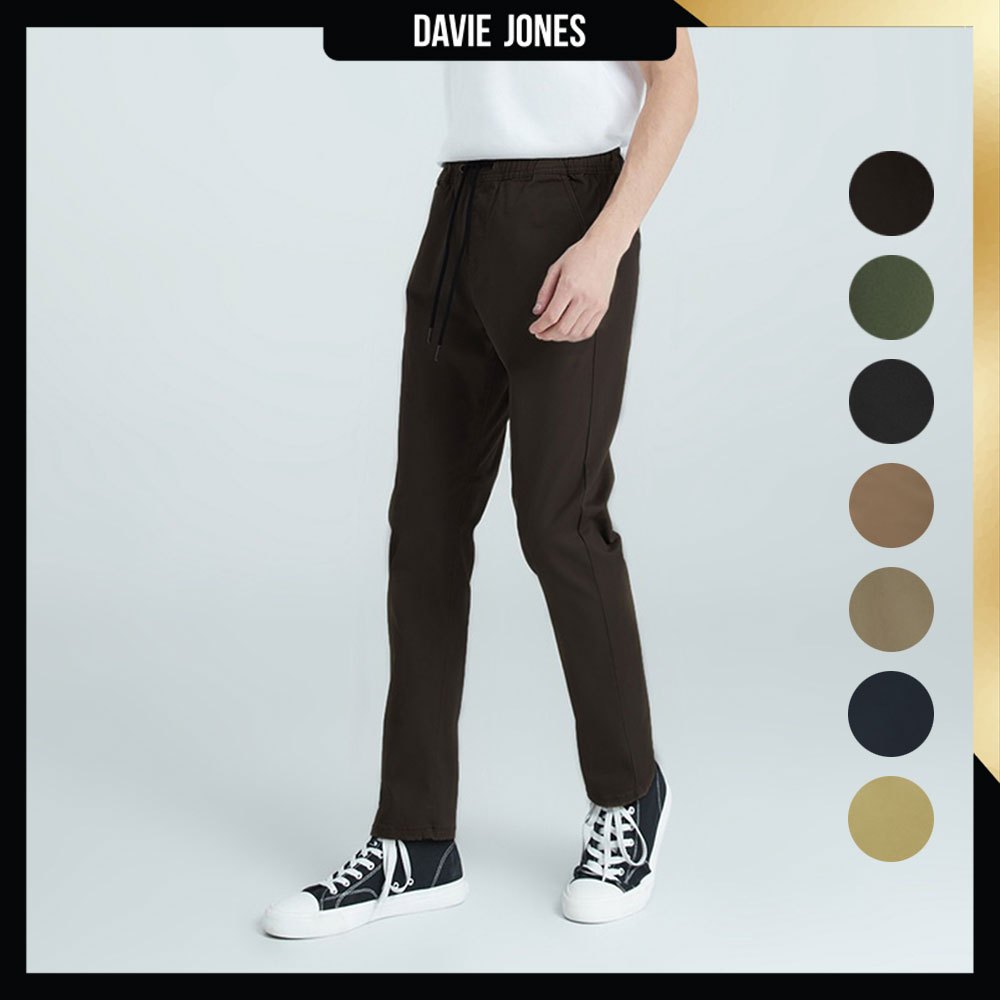DAVIE JONES กางเกงจ็อกเกอร์ เอวยางยืด Elastic Waist Joggers PL0011 ...