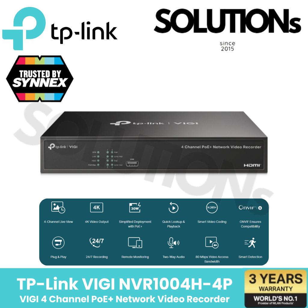 TP-Link VIGI NVR1004H-4P VIGI 4 Channel PoE+ Network Video Recorder | Shopee Thailand