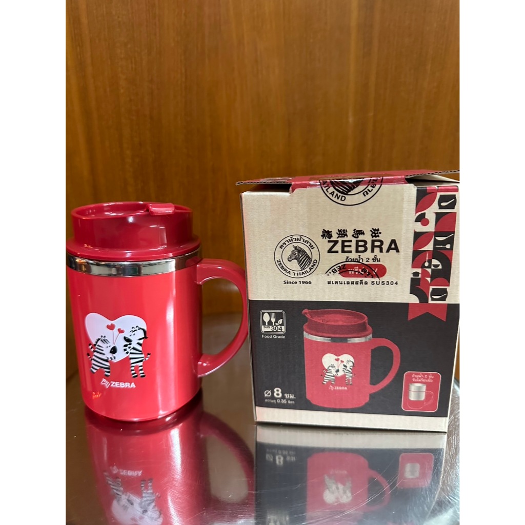 **รุ่นใหม่** ถ้วยน้ำ2ชั้นพรีม่า V Zebra สแตนเลส ตราหัวม้าลาย ขนาด 8 ซม. ...