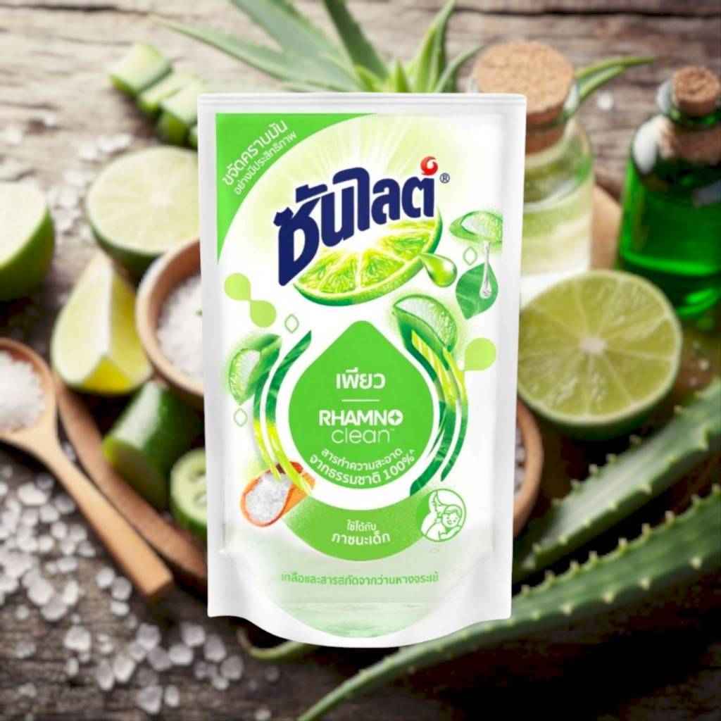 ซันไลต์พลัสเพียว เกลือและสารสกัดจากว่านหางจระเข้ 450 มล. ใช้ได้กับภาชนะ ...