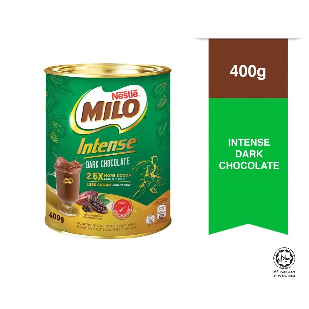 Nestle Milo Intense Dark Chocolate less sugar แบบในกระป๋อง น้ำหนัก 400 ...