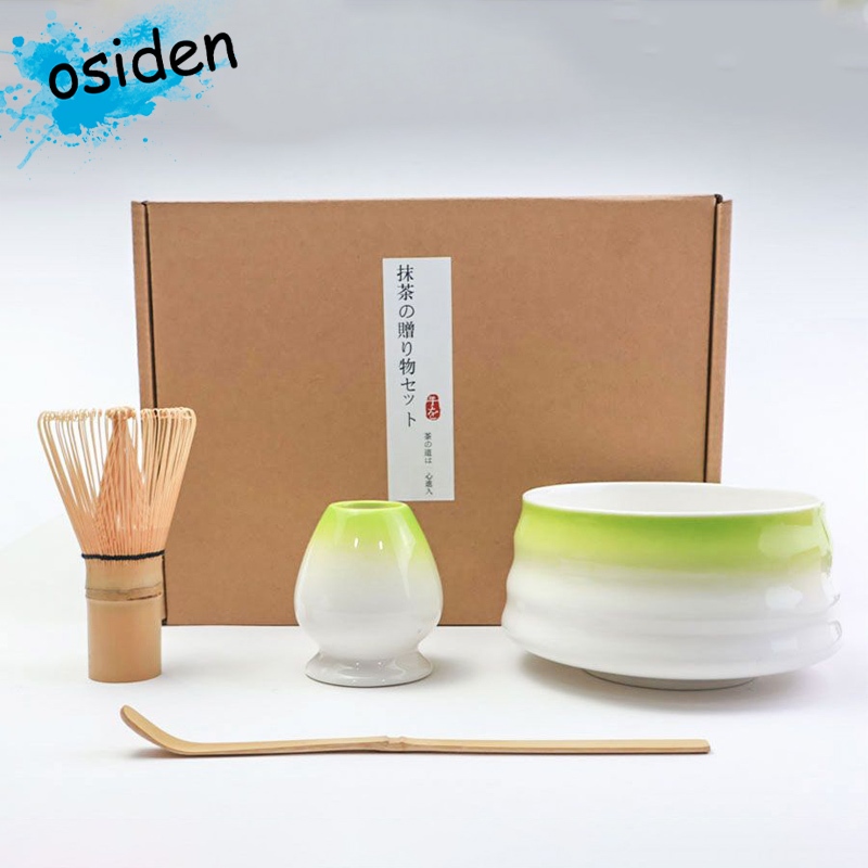 osiden ชุดชามมัทฉะ (4ชิ้น) Chawan ถ้วยชงมัทฉะ ถ้วยชงชาเขียว แปรงชงชา ...
