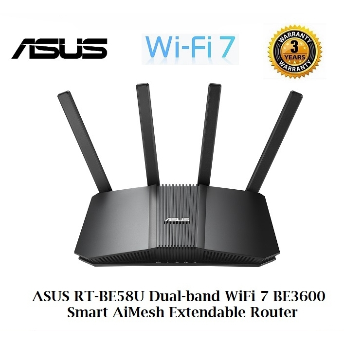 ROUTER (เร้าเตอร์) ASUS (RT-BE58U) - WIFI 7 AIMESH EXTENDABLE | Shopee ...