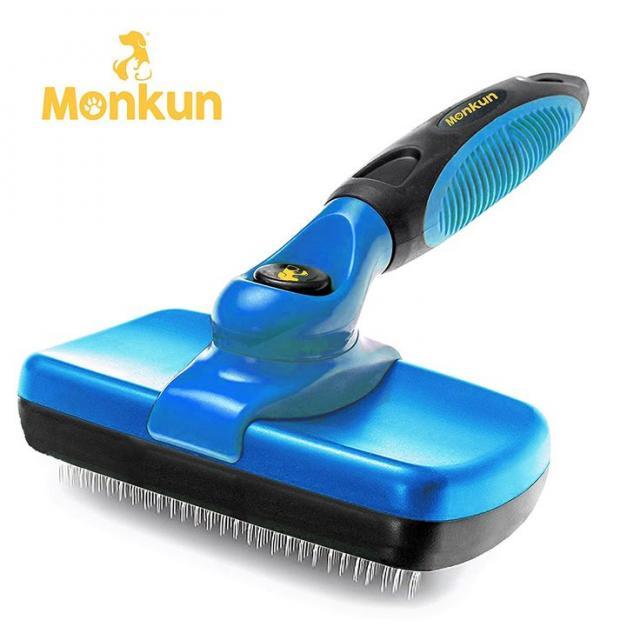 MONKUN หวีกำจัดขนสัตว์เลี้ยง ปุ่มดันขนออก หวีสุนัข หมา แมว หวีแปรงขน ...