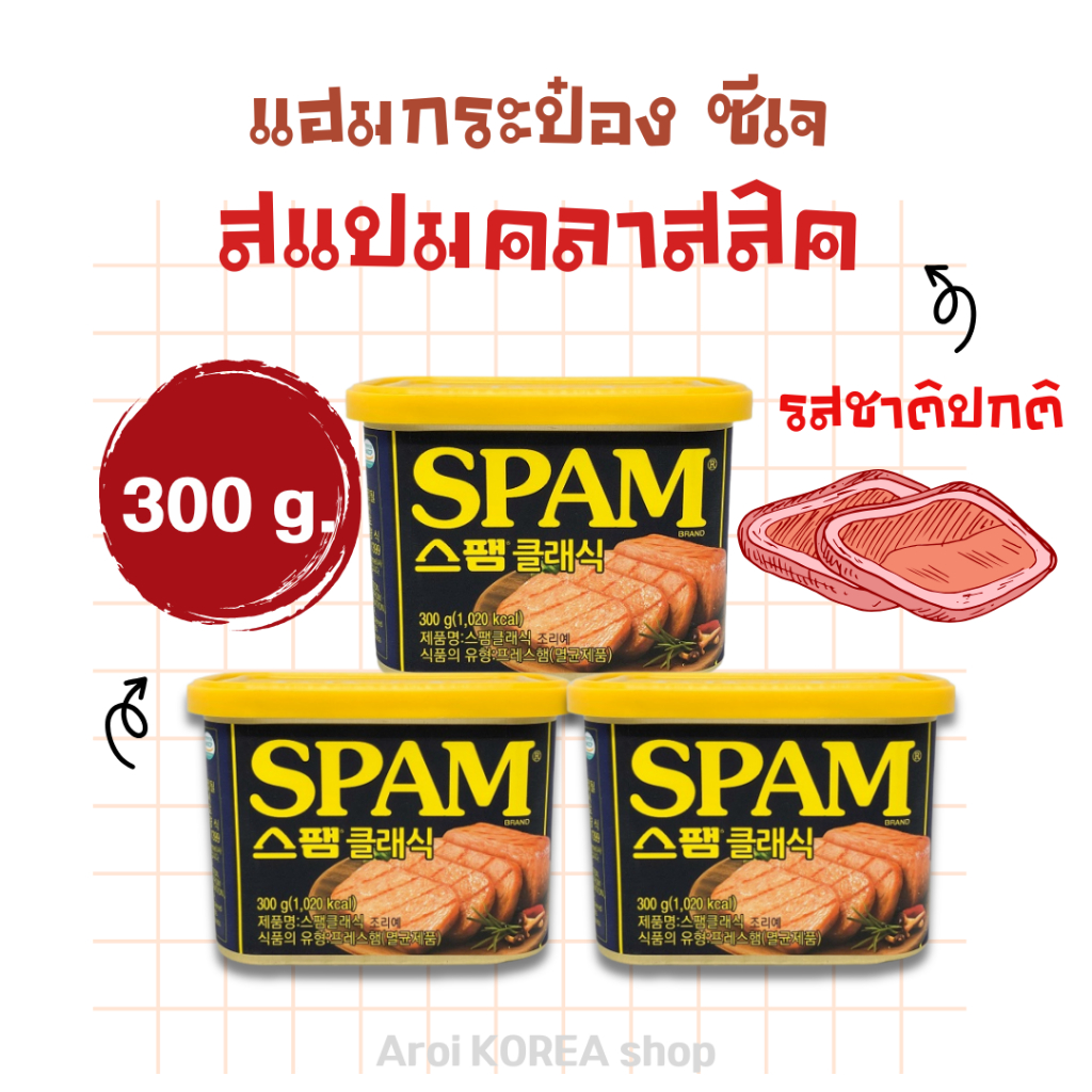 SPAM 200g 300g 340g แฮมเกาหลี สแปม แฮมกระป๋อง 스팸 แฮมกระป๋องเกาหลี | Shopee Thailand