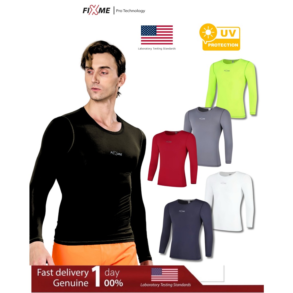 Lock skin ผู้ชาย (คอกลม) แขนยาว เสื้อวิ่งผู้ชาย แห้งไว กันUV99 ...