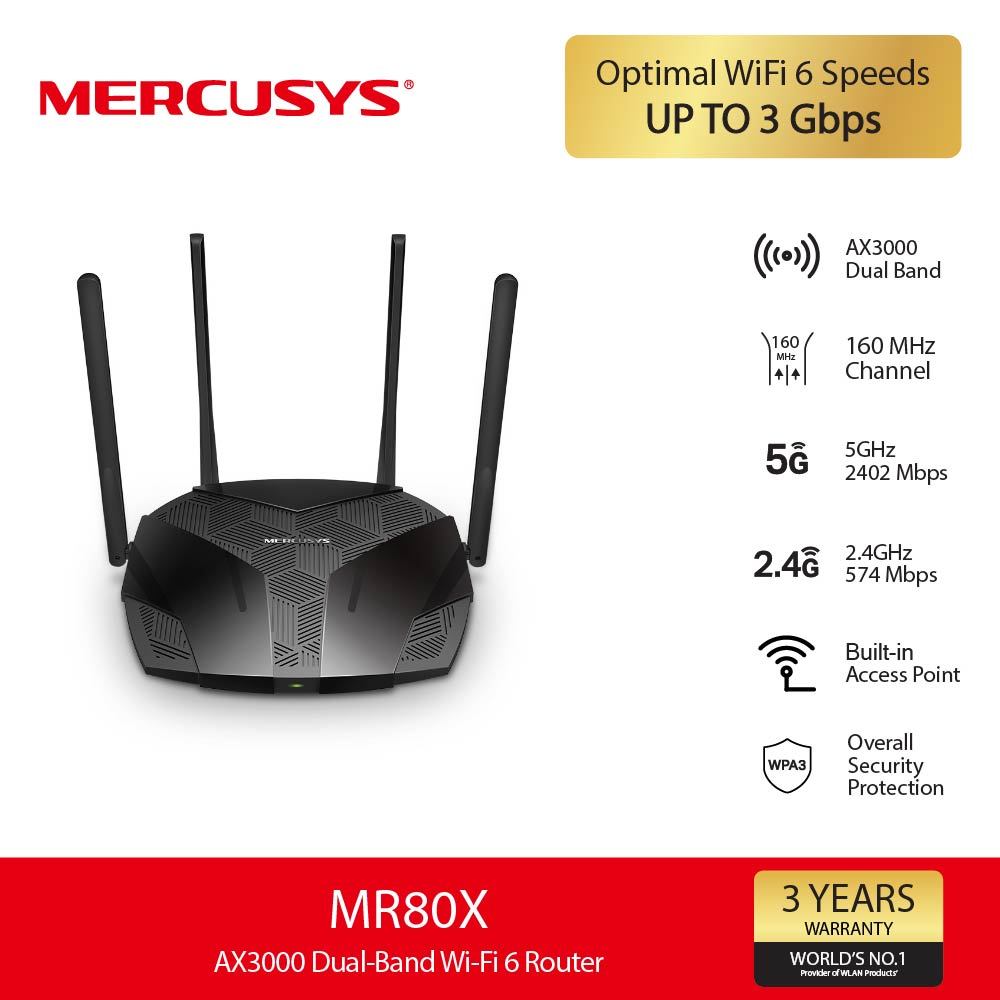 Mercusys MR80X AX3000 Dual-Band Wi-Fi 6 Router | Shopee Thailand