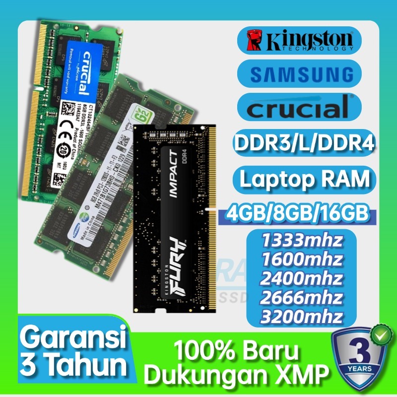 (Multiple Brands) Kingston RAM DDR3 DDR4 Notebook Memory RAM 4GB 8GB ...