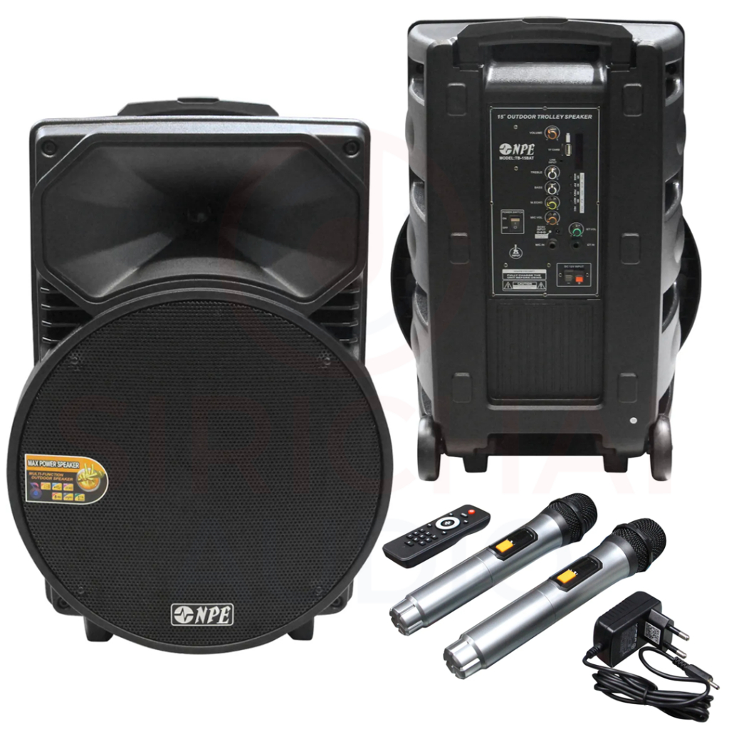 ลำโพงล้อลากNPE รุ่น TB15bat ดอก15นิ้ว แอมป์ในตัว ไมค์ลอย2ตัว TB-15BAT | Shopee Thailand