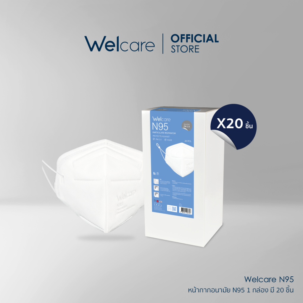 [Flagship Store] Welcare N95 FACE MASK หน้ากากอนามัย N95 แบบมีวาล์ว และแบบไม่มีวาล์ว (แบบลัง มี ...