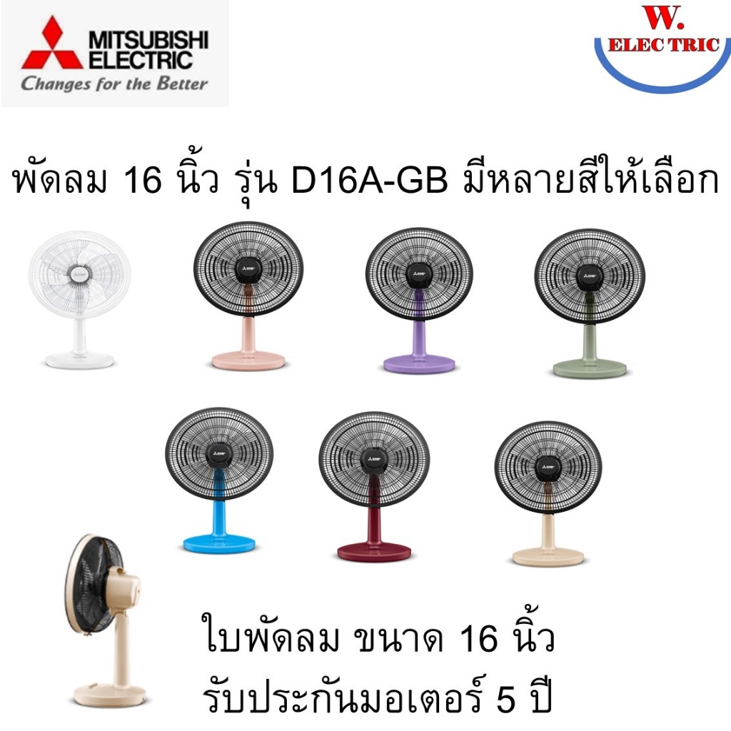 Mitsubishi พัดลมตั้งโต๊ะ ขนาด 16 นิ้ว D16A-GB (ปรับความสูงไม่ได้) | Shopee Thailand