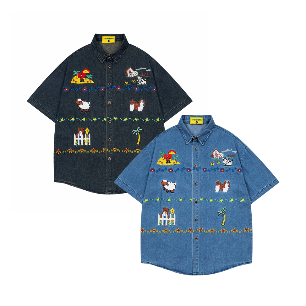 เสื้อเชิ้ตยีนส์งานปักลายซัมเมอร์ฟาร์ม Premium Summer farm Jean Shirt ...