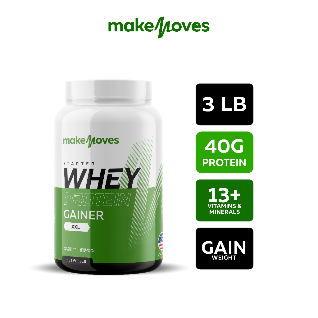 MakeMoves Whey Protein Gainer XXL 3LB (New Pack) สูตรเพิ่มน้ำหนัก สร้างกล้ามเนื้อ | Shopee Thailand