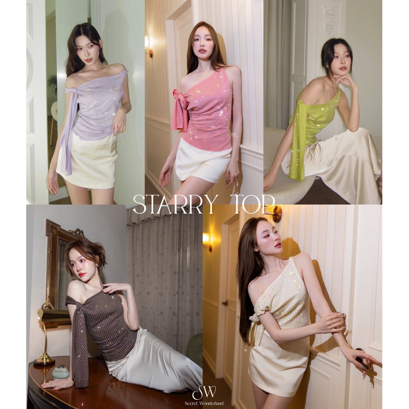 STARRY TOP เหลือปาดไหล่เฉียง+กระโปรงสั้น 💋 | Shopee Thailand