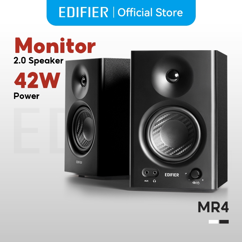 Edifier MR4 ลำโพงมอนิเตอร์ 2.0 พร้อม RMS 42W เพิ่มประสิทธิภาพด้วยเครื่องขยายเสียงคลาส D TRS, RCA ...