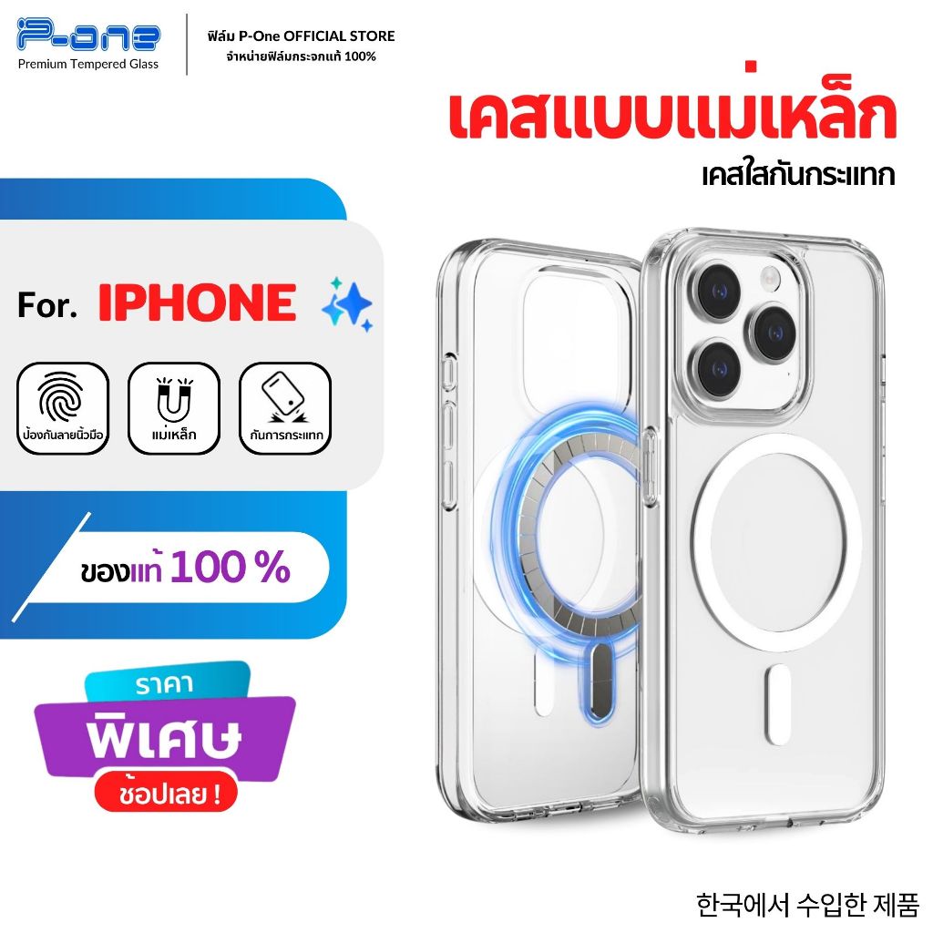 เคสใสแม่เหล็ก iphone 13 11 14 15 12 16 pro sx max 7 8 plus xr se 2 3 4 ...