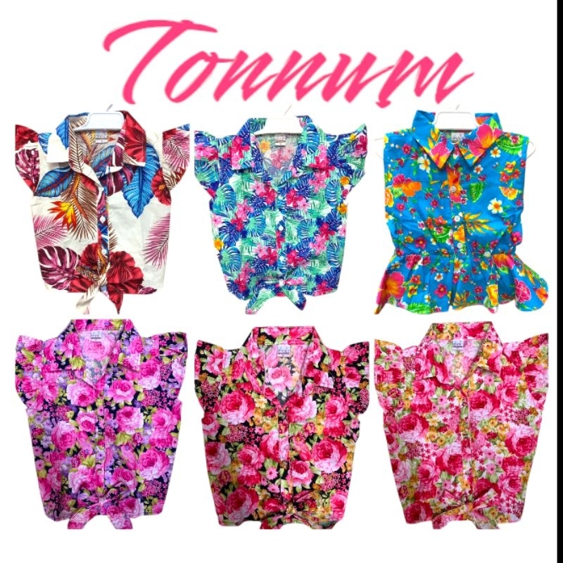 เสื้อลายดอกเด็กผู้หญิง ลายสงกรานต์ สวย ผ้าคอตตอน งานป้าย Tonnum น่ารัก งานไทย พร้อมส่ง | Shopee ...