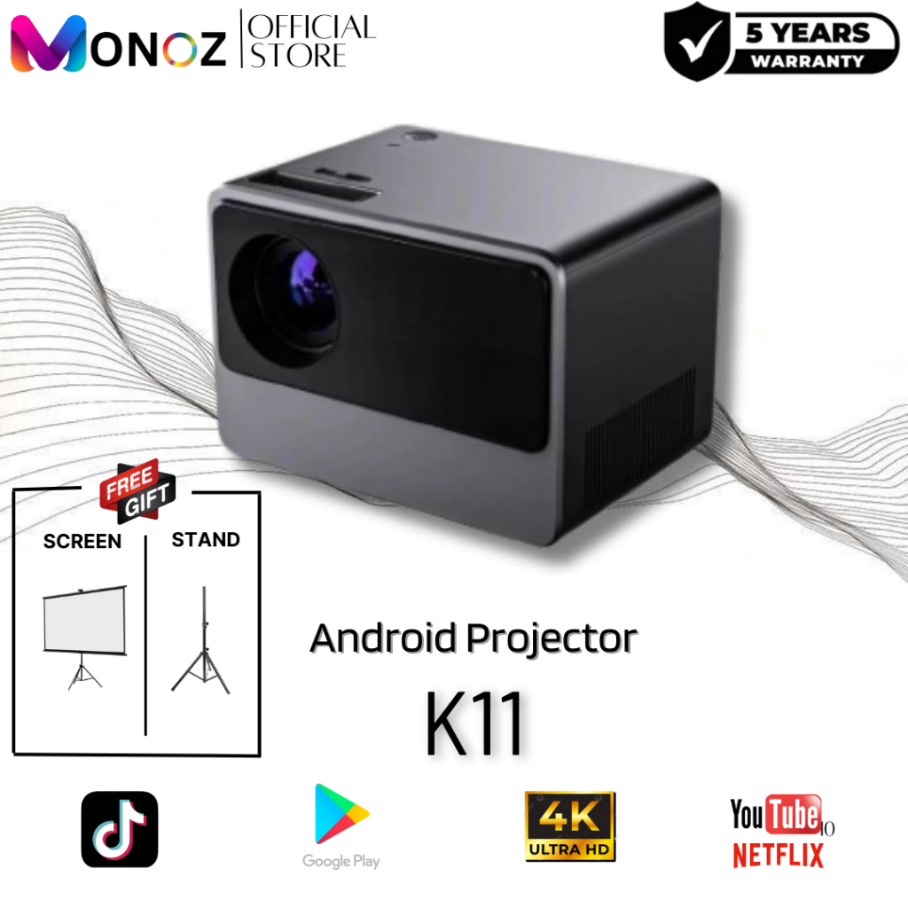 Monoz Projector K11 Android ความละเอียดสูง Full HD 1080P Bluetooth ...