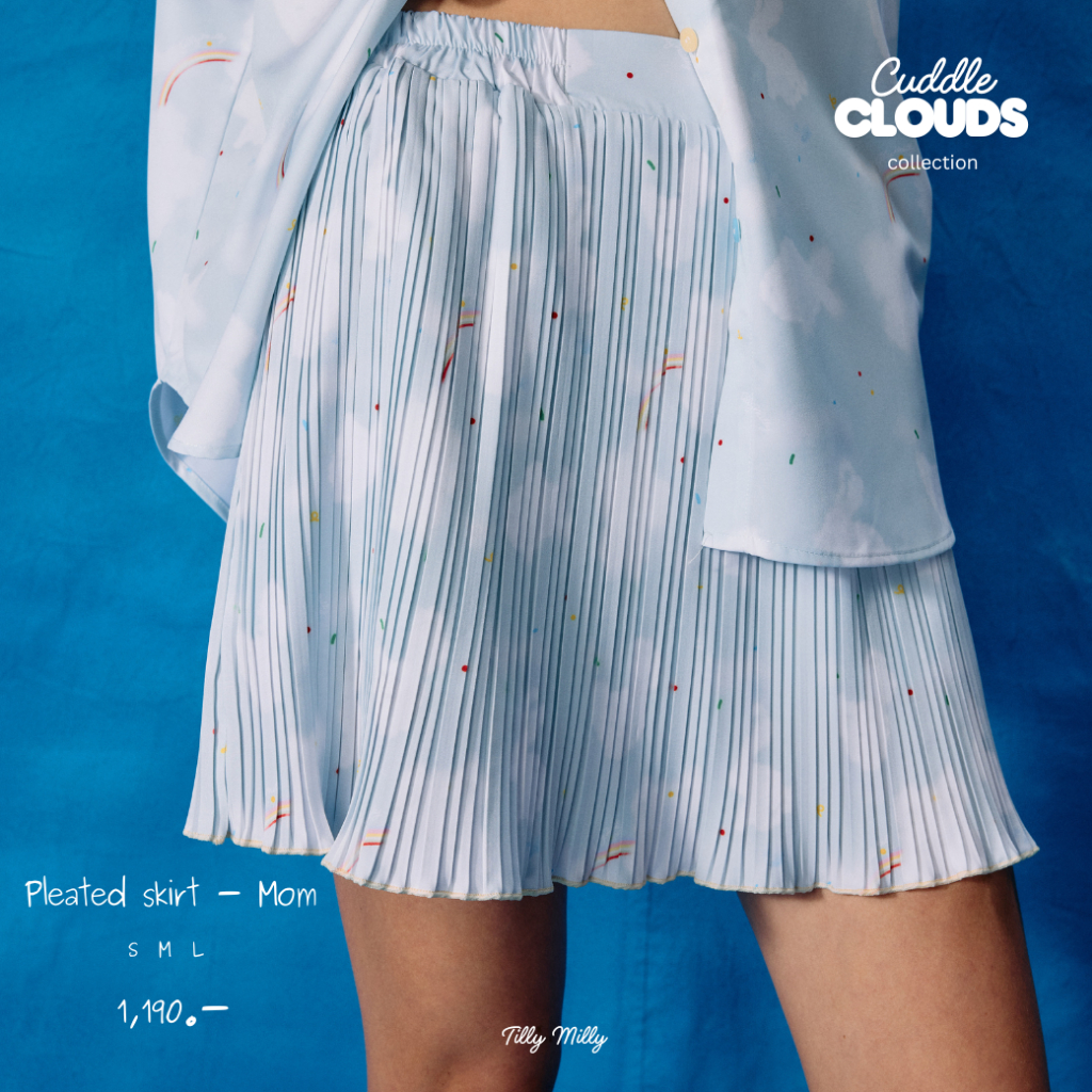 Tilly Milly กระโปรงแม่พลีท ( สั้น ) ลายเมฆ - Cuddle Clouds | Shopee Thailand