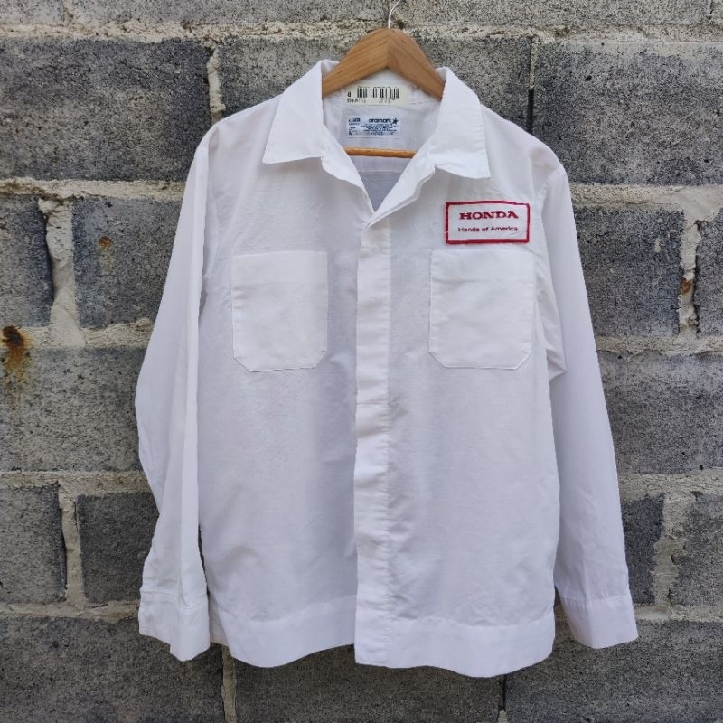 เสื้อเชิ้ตวินเทจ Honda Manufacturing Workwear Uniform Shirt Has Honda ...