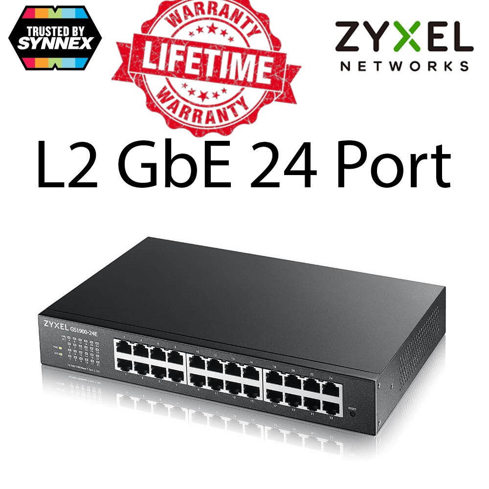 Zyxel GS1900-24E 24 port L2 Gigabit Switch Smart Managed VLAN, QoS, Link Aggregation, 802.1x Qos ...