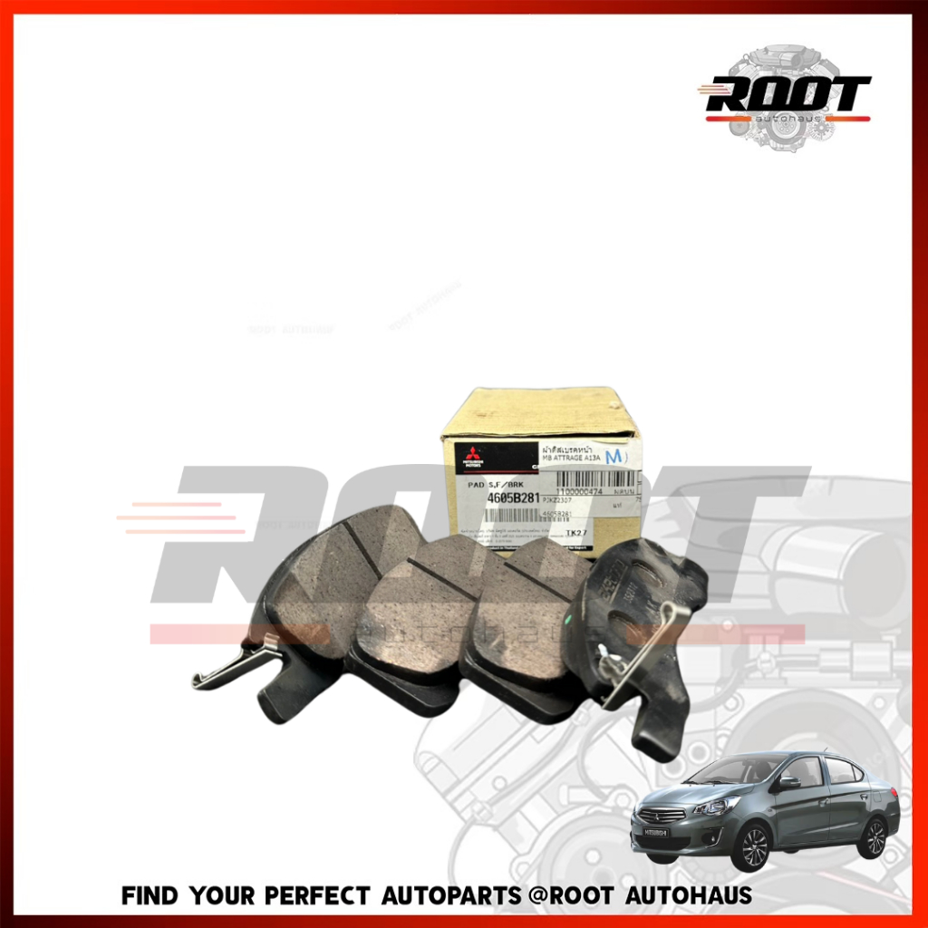 ผ้าดิสเบรคหน้า MITSUBISHI ATTRAGE A13A เบอร์ 4605B281 แท้ศูนย์ | Shopee ...