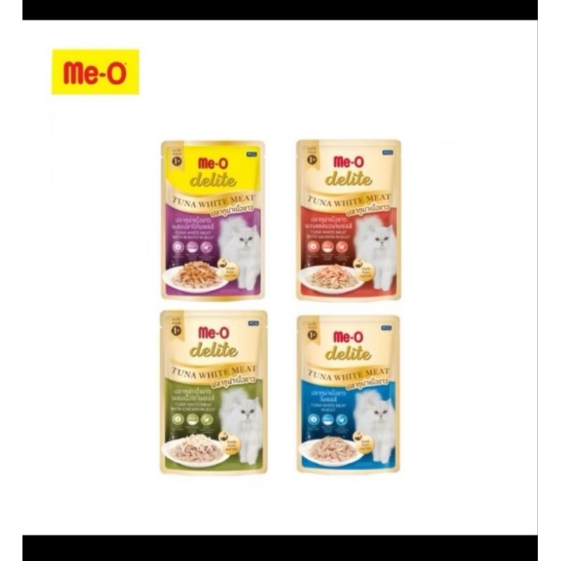 Meo Delite อาหารเปียกแมวโต สูตรปลาทูน่าเนื้อขาว 70g. | Shopee Thailand