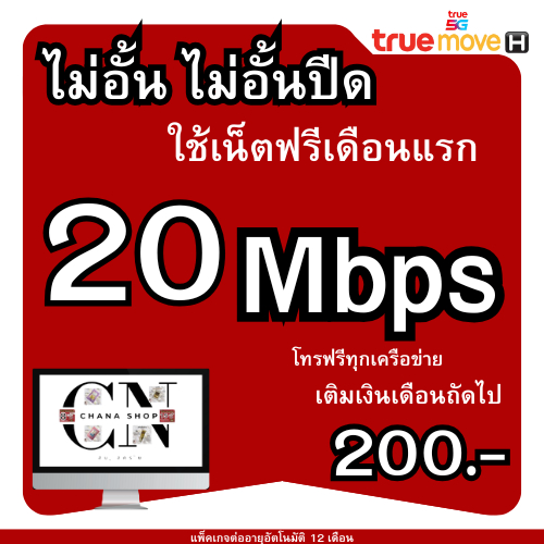 T20.ซิมเทพเน็ต ซิมเน็ต (ใช้ฟรีเดือนแรก) TRUE 20MB ไม่อั้นโทีฟรีทุก ...
