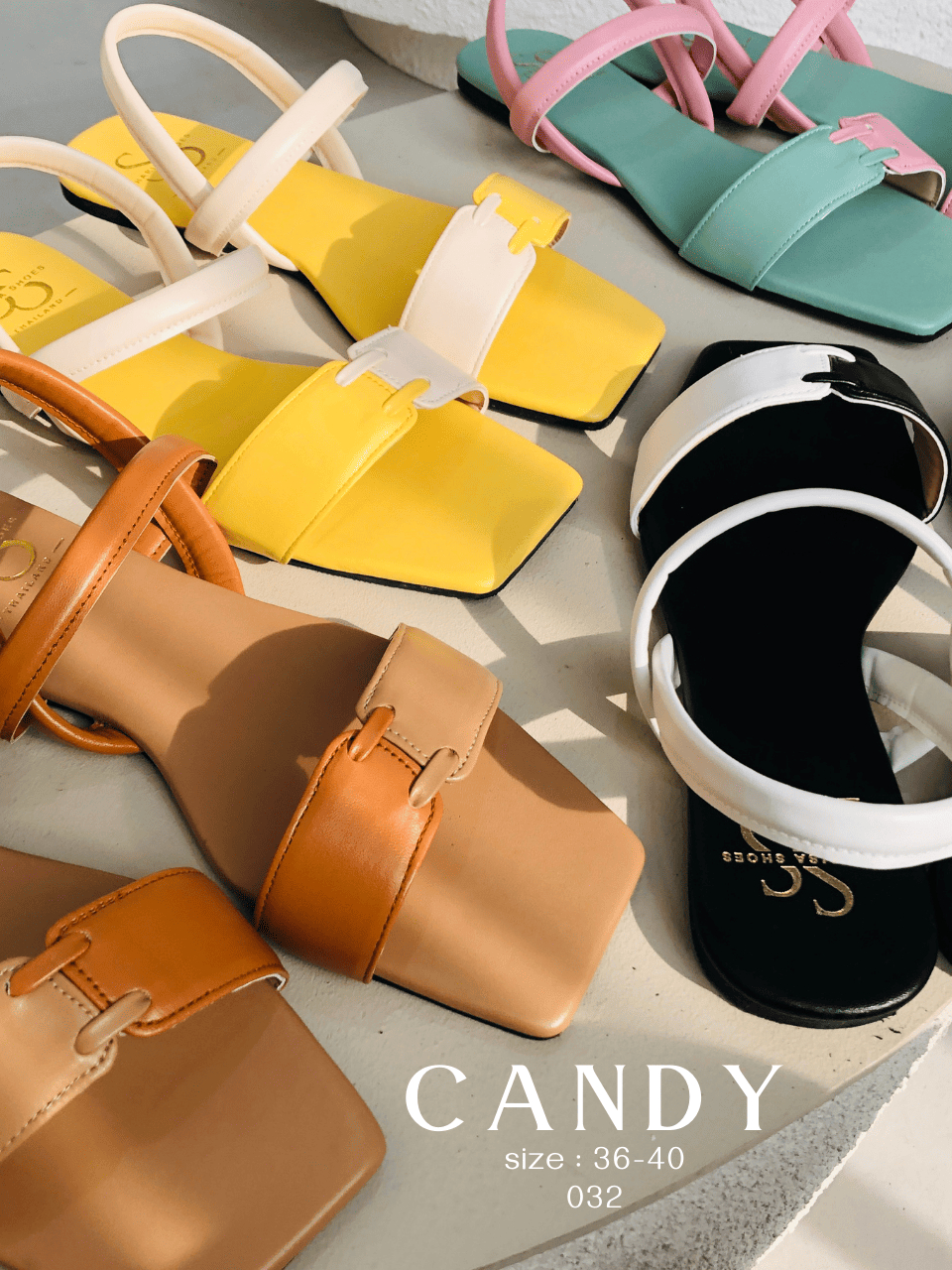 Sharisa Shoes รุ่น CANDY (032) รองเท้าแตะรัดส้น พื้นนุ่ม ใส่สบายเท้า สี ...