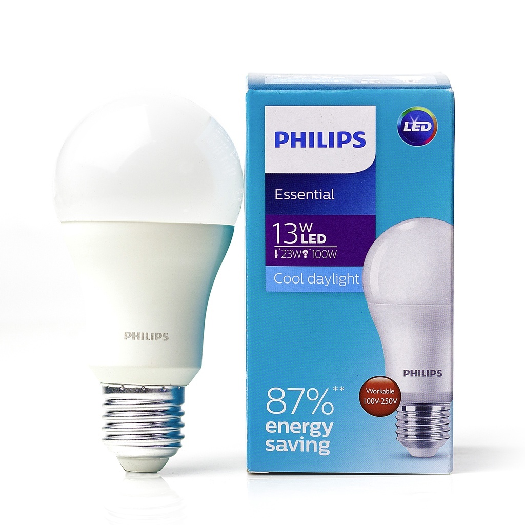 หลอดไฟฟิลิปส์แอลอีดี 13W รุ่น Essential Philips LED Bulb ขั้ว E27 Cool Daylight | Shopee Thailand