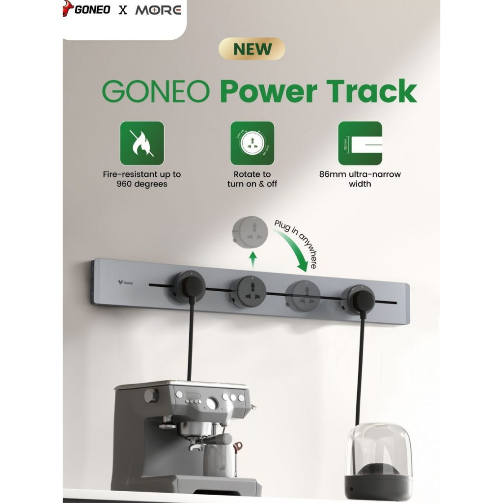 GONEO POWER TRACK SOCKETS 50cm 75cm 100cm รางปลั๊กไฟอเนกประสงค์ แบบติด ...